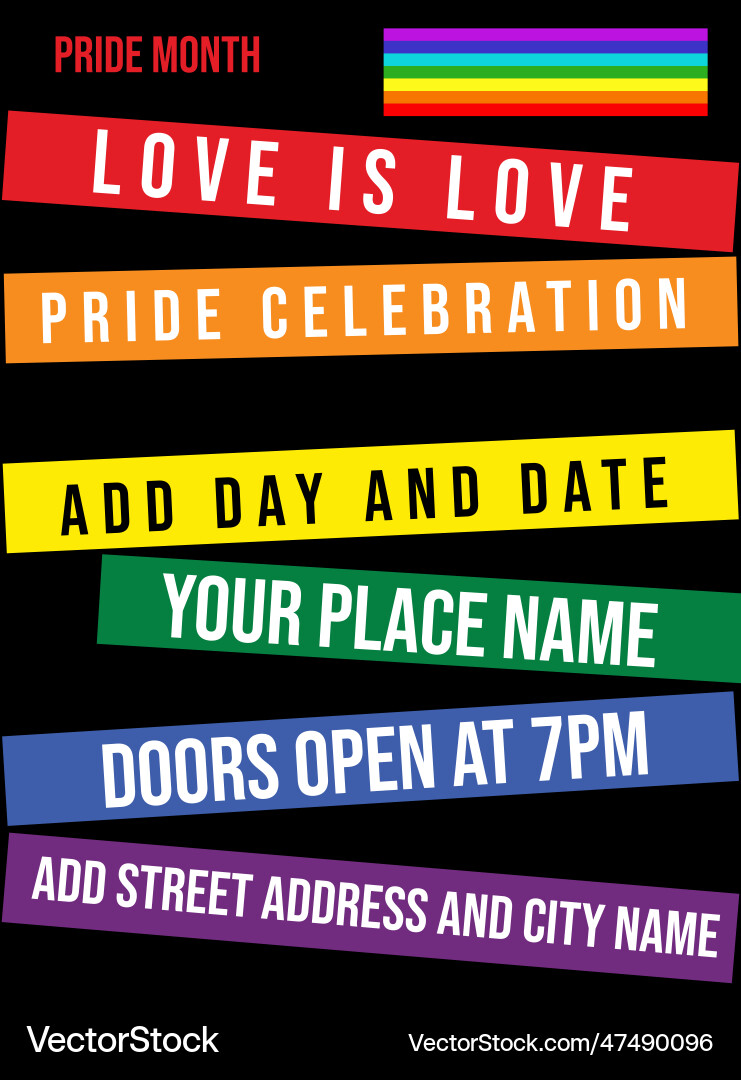 Pride party poster flyer social media post design Vector Image