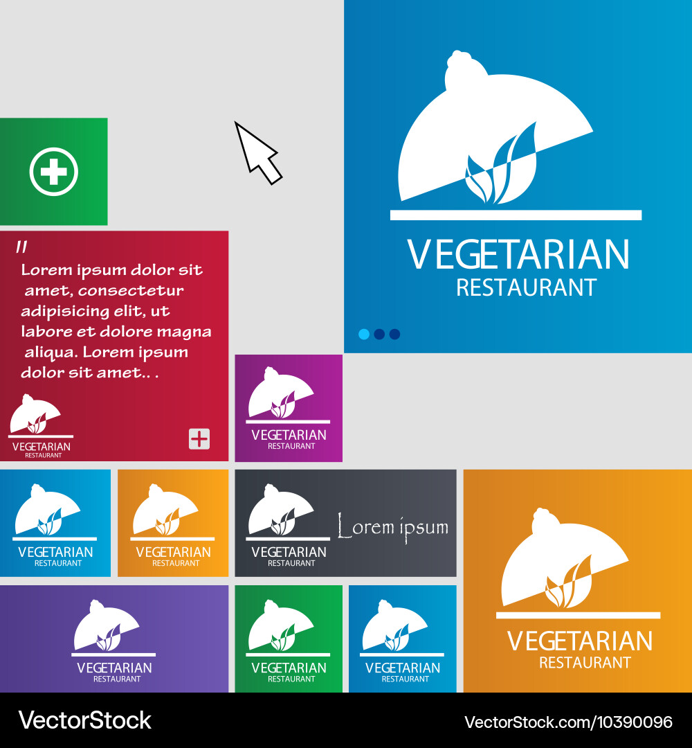 Vegetarian restaurant icon sign buttons modern Vector Image