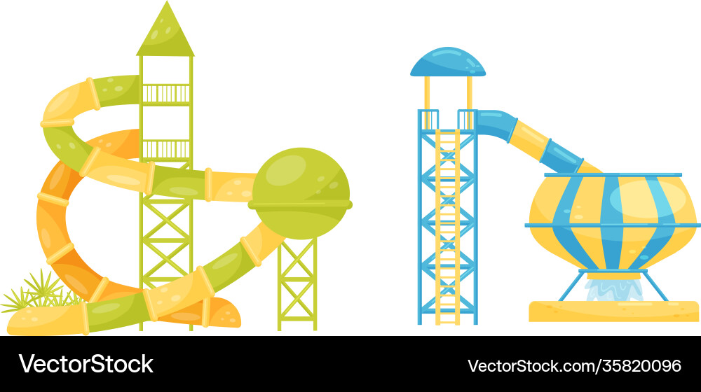 Water slides and playgrounds as waterpark Vector Image