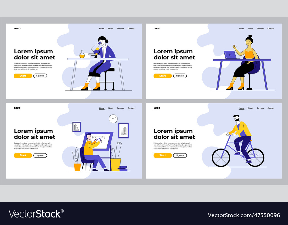 Work and activity set Royalty Free Vector Image