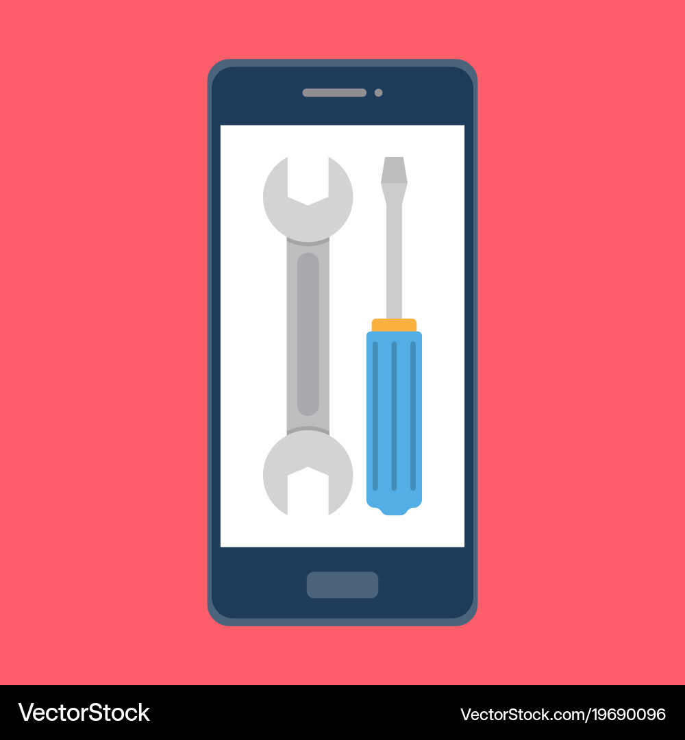 Wrench and screwdriver icon on smartphone screen Vector Image