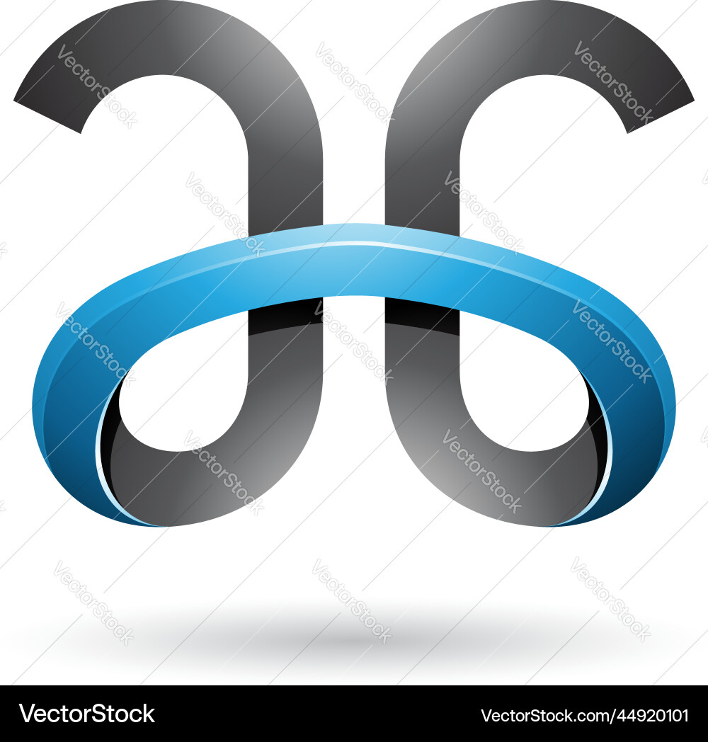 Black and blue bold curvy letters a and g Vector Image