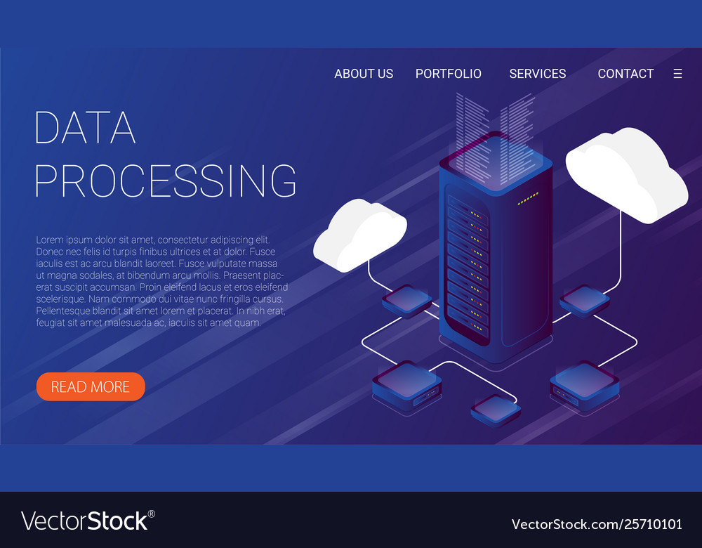 Concept big data processing energy station Vector Image
