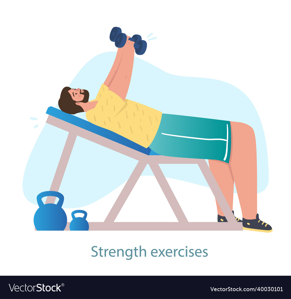 Man does bench press Royalty Free Vector Image