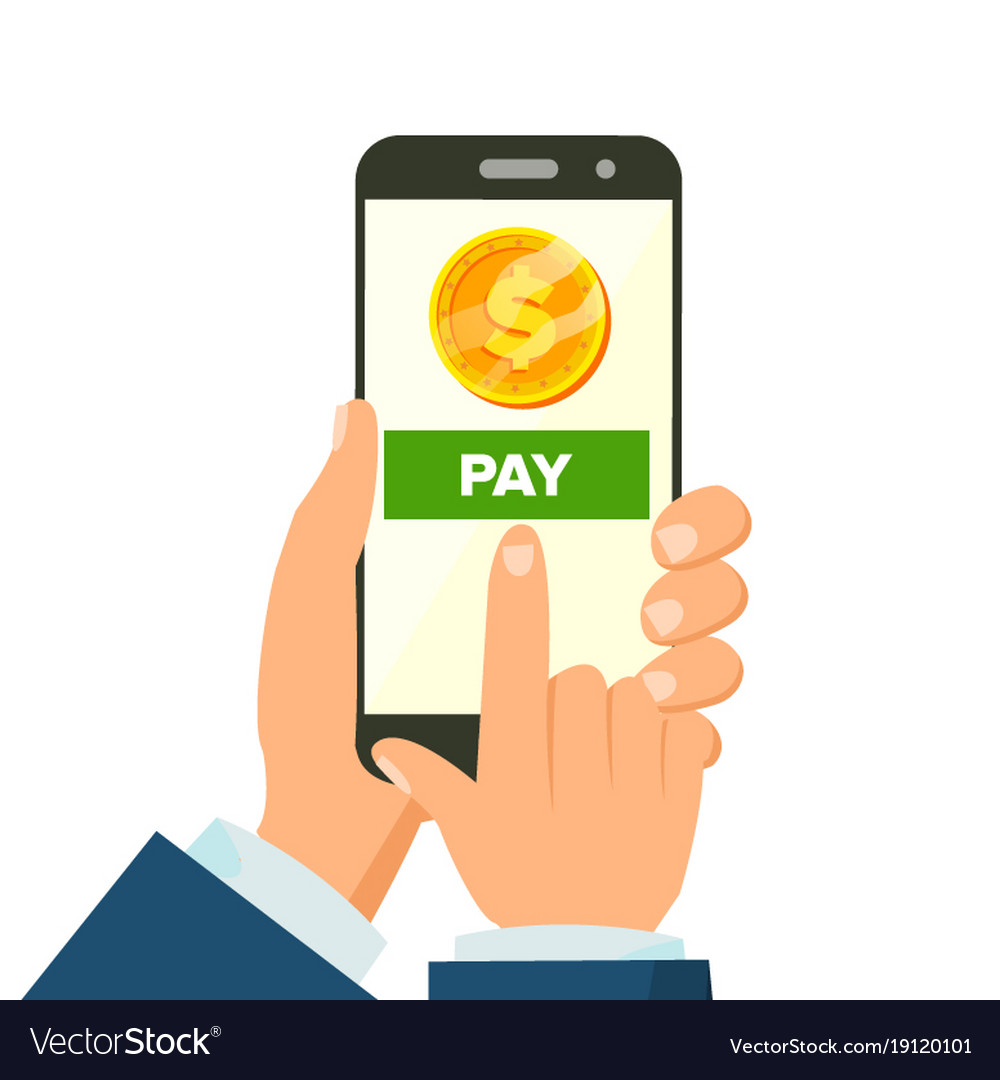 Mobile payment hand holding smart phone Royalty Free Vector Mobile payment hand holding smart phone Royalty Free Vector