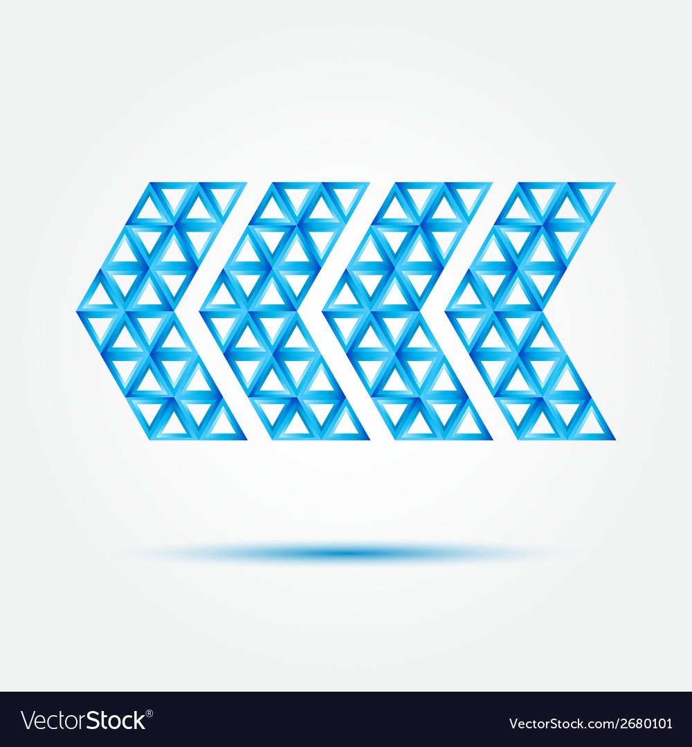 Pointer icon made with triangles - blue abstract Vector Image