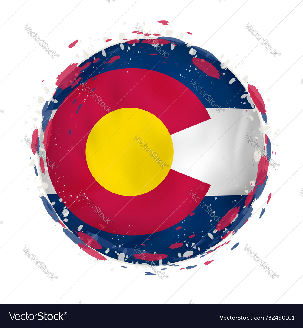 Round grunge flag colorado us state Royalty Free Vector