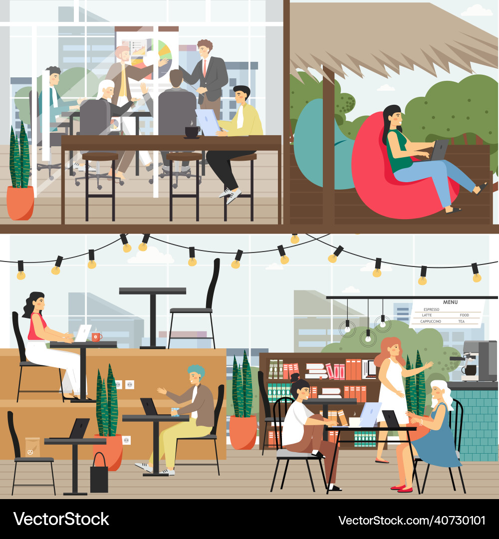 Two floor coworking business office center Vector Image