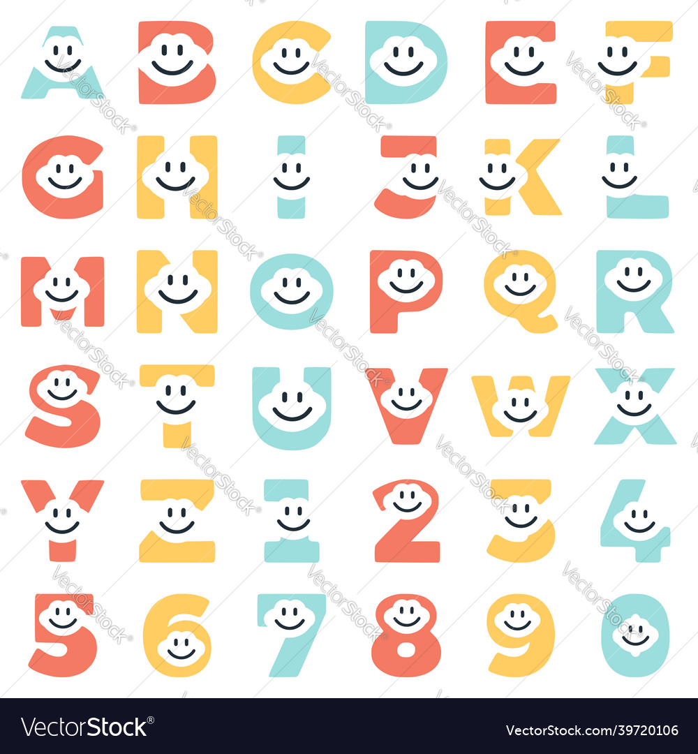 A set of funny letters and numbers characters Vector Image