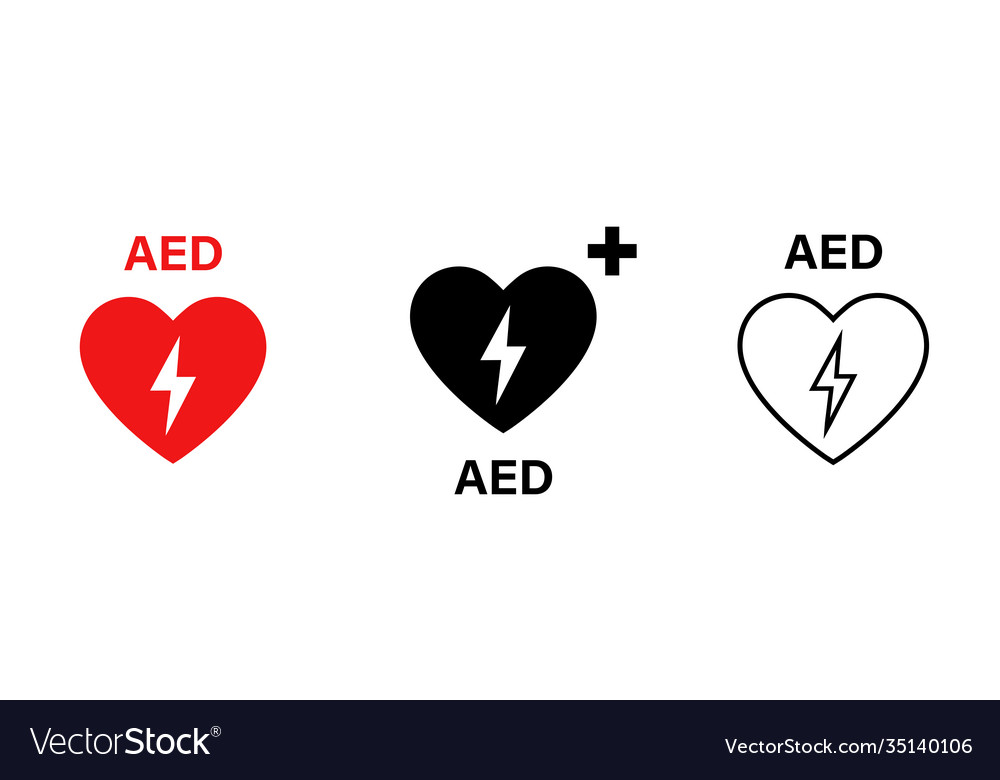 Aed icon emergency defibrillator sign Royalty Free Vector