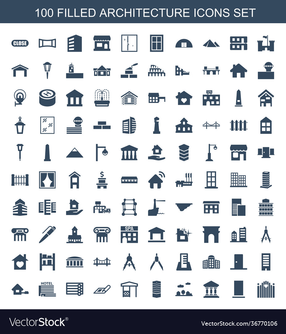 Architecture icons Royalty Free Vector Image - VectorStock