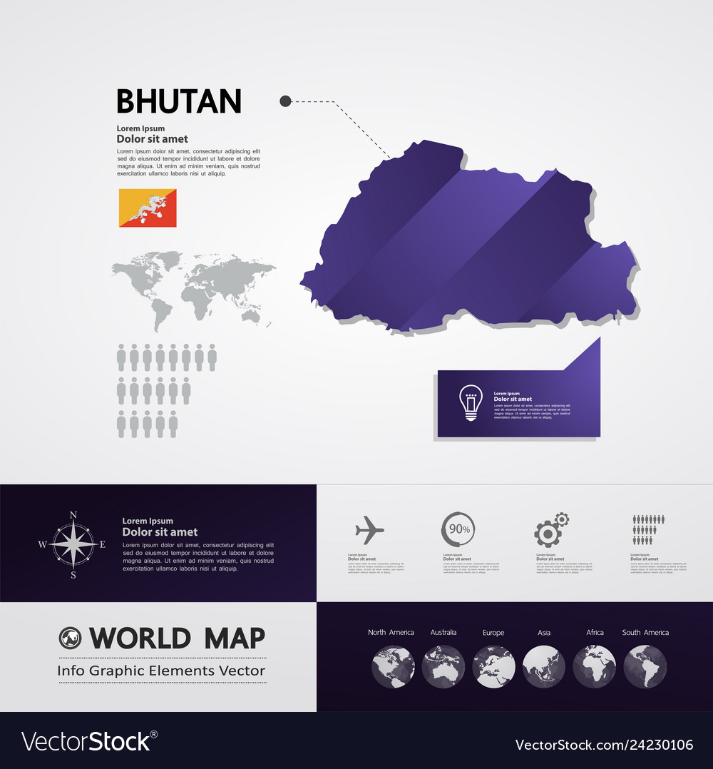 Bhutan map Royalty Free Vector Image - VectorStock