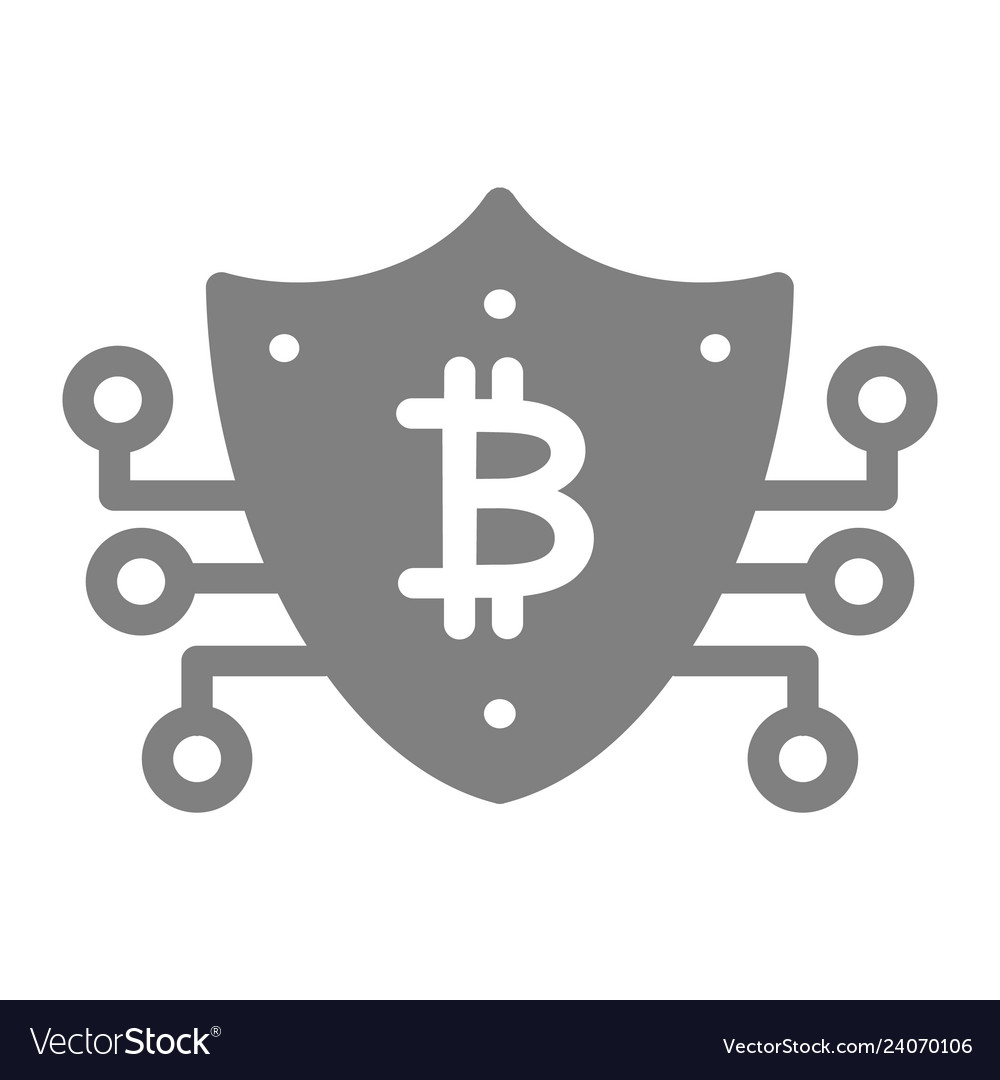Bitcoin secure solid icon security Royalty Free Vector Image