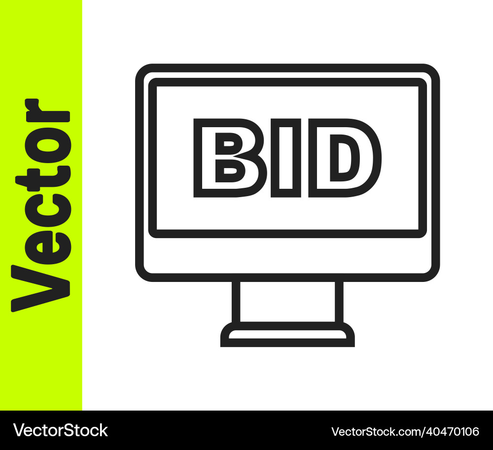 Black line online auction icon isolated on white Vector Image