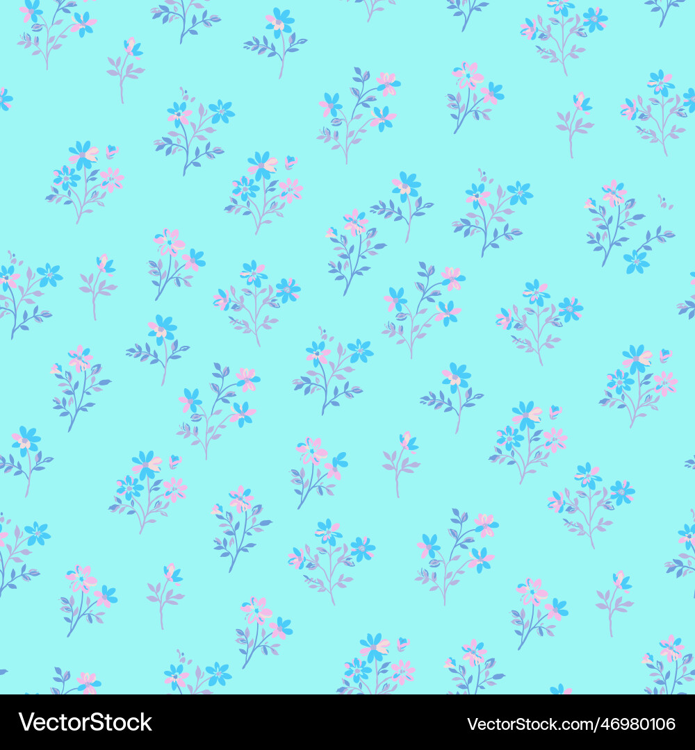 Floral pattern beautiful blue and pink flowers Vector Image