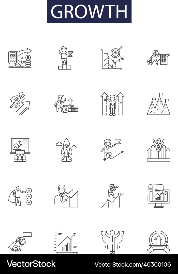 Growth line icons and signs increase Royalty Free Vector