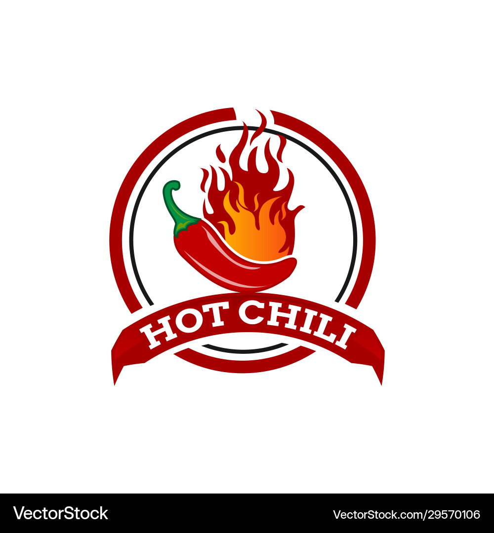 Hot chilli logo food label or sticker concept Vector Image
