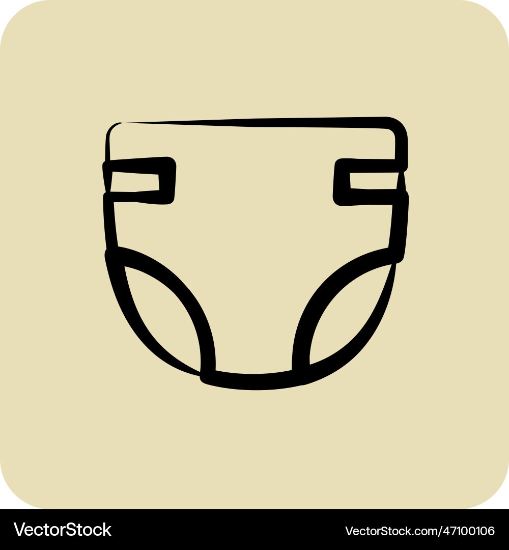 Icon diaper suitable for kids symbol hand drawn Vector Image