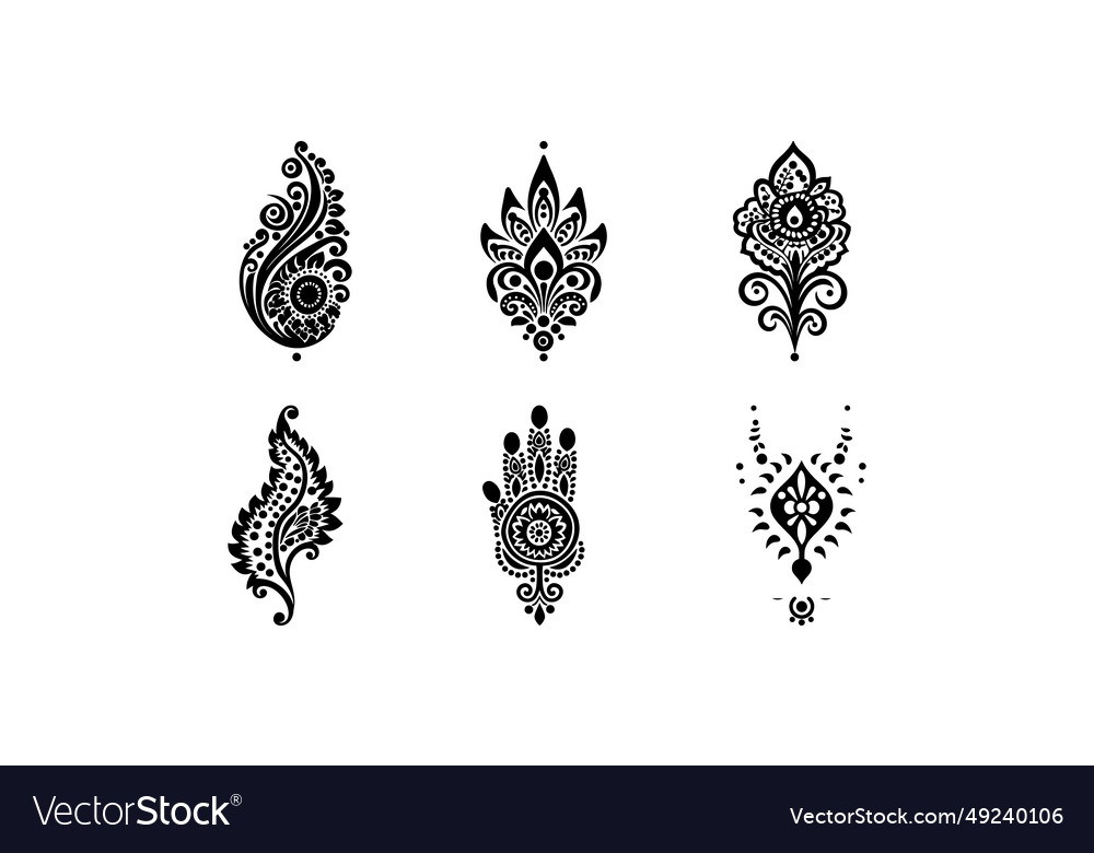 Mehndi inspired elements Royalty Free Vector Image