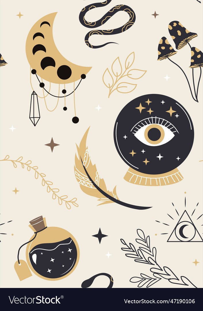 Mystical seamless pattern Royalty Free Vector Image