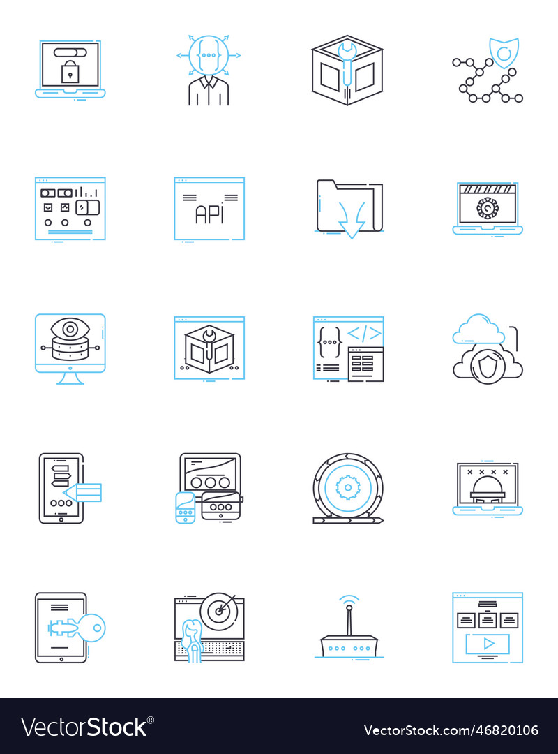 Online platform linear icons set connectivity Vector Image
