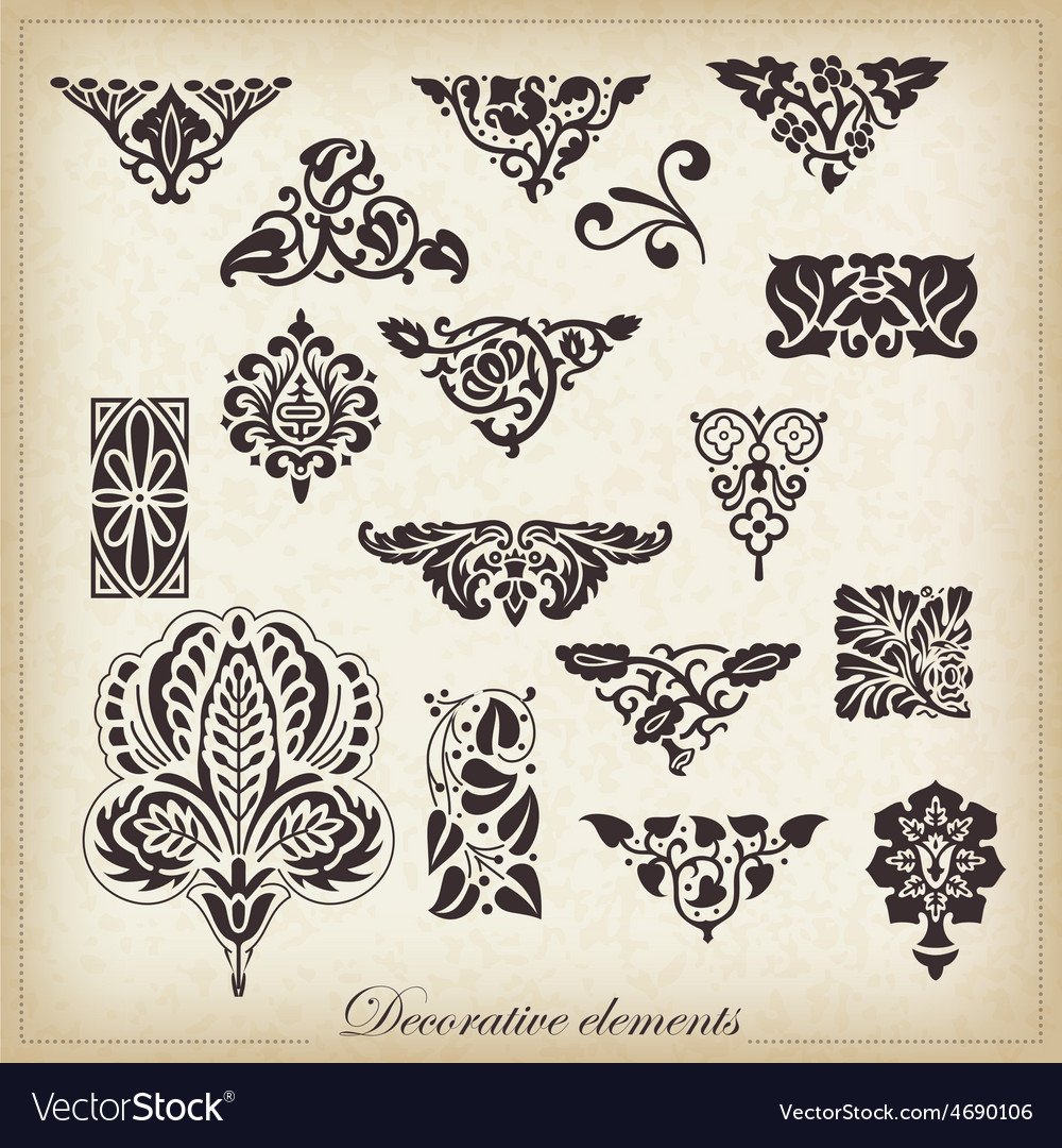Set calligraphic design elements Royalty Free Vector Image