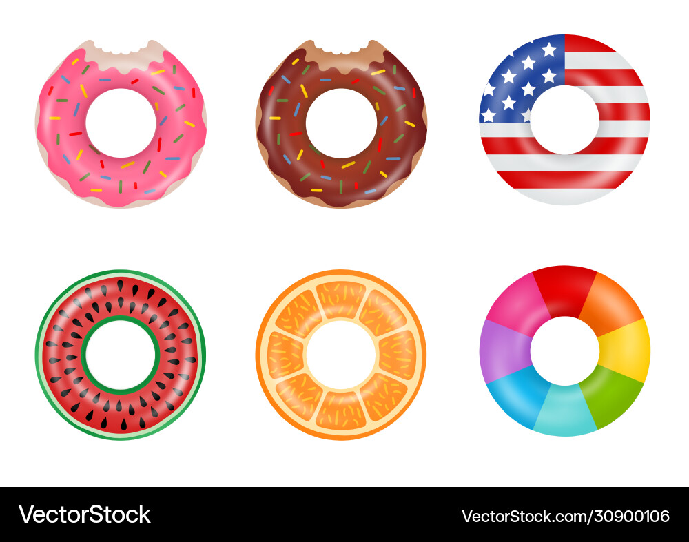 Set colorful swimming rings Royalty Free Vector Image