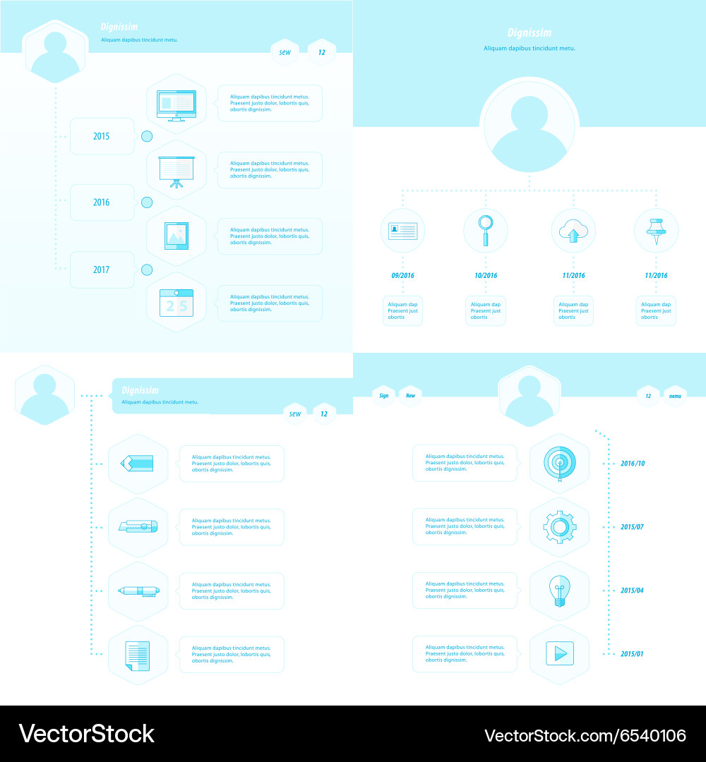 Set of timeline design blue color Royalty Free Vector Image