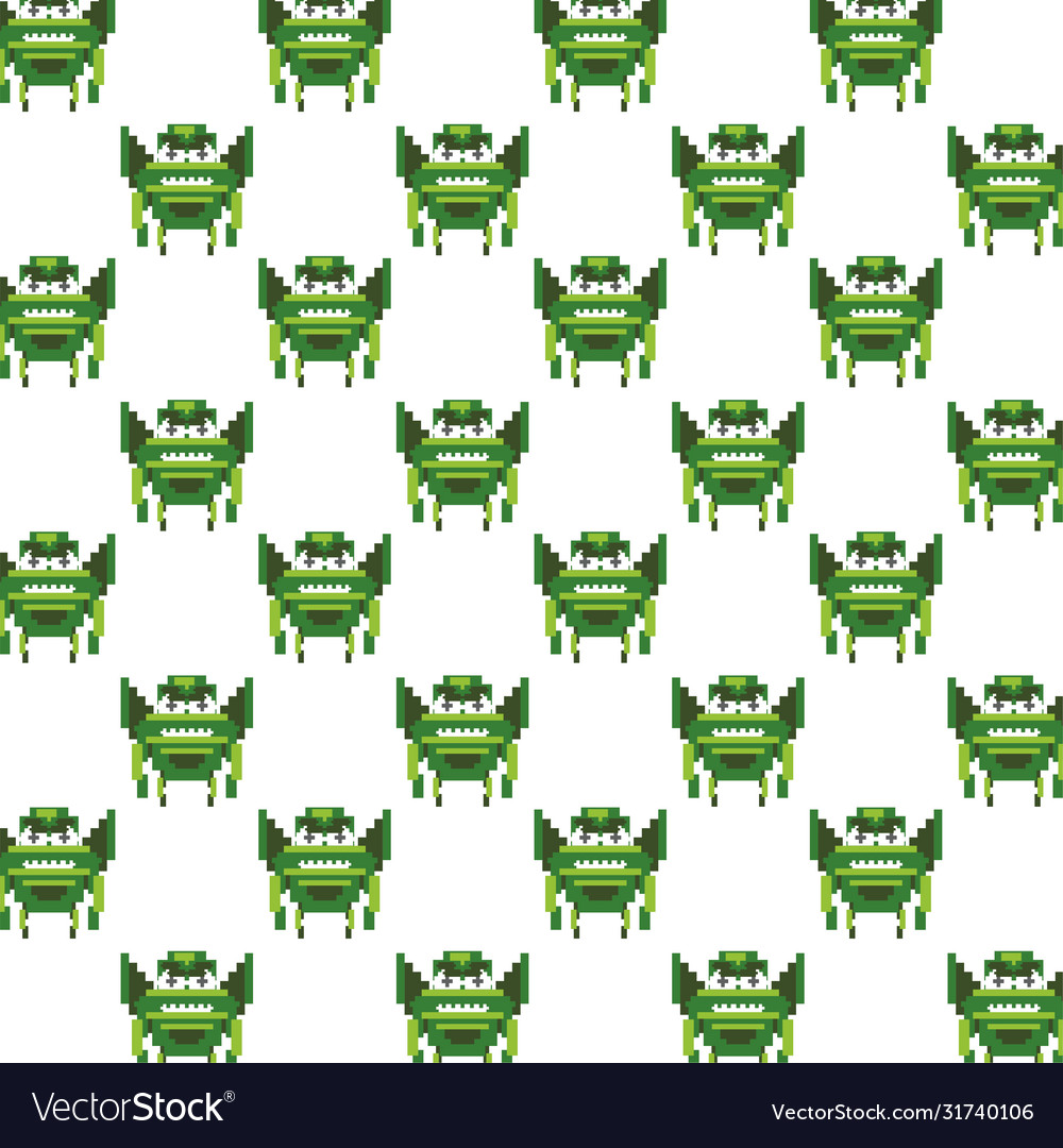 Space aliens 8 bits pixelated pattern Royalty Free Vector