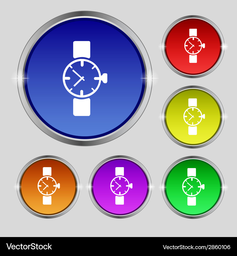 Wrist watch sign icon mechanical clock symbol set Vector Image