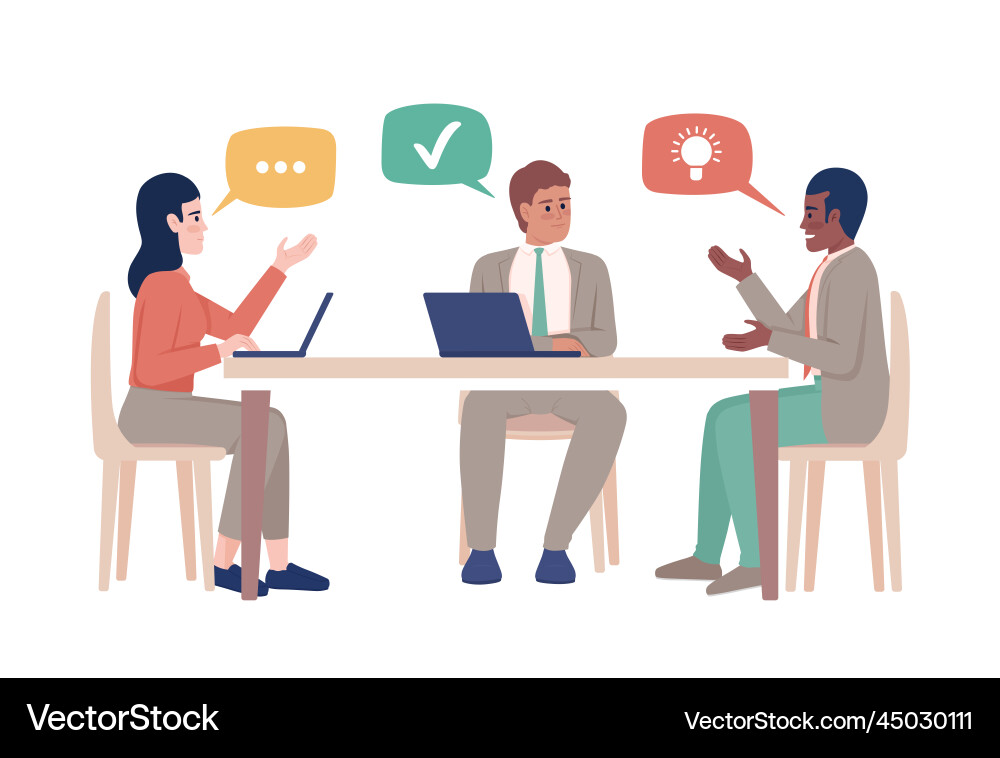 Business discussion semi flat color characters Vector Image