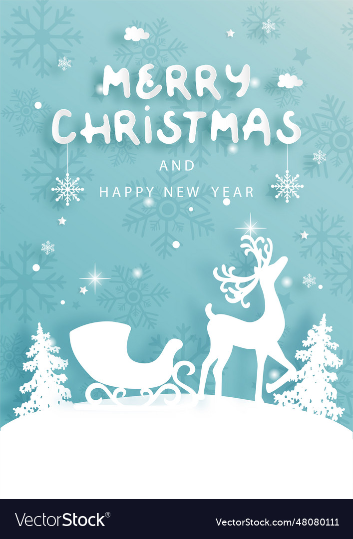 Christmas card with reindeer and tree Royalty Free Vector