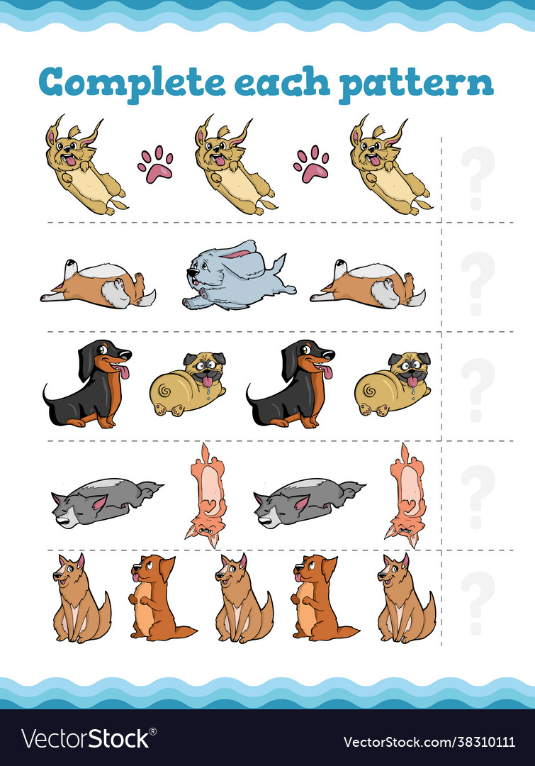 Complete pattern educational game for children Vector Image