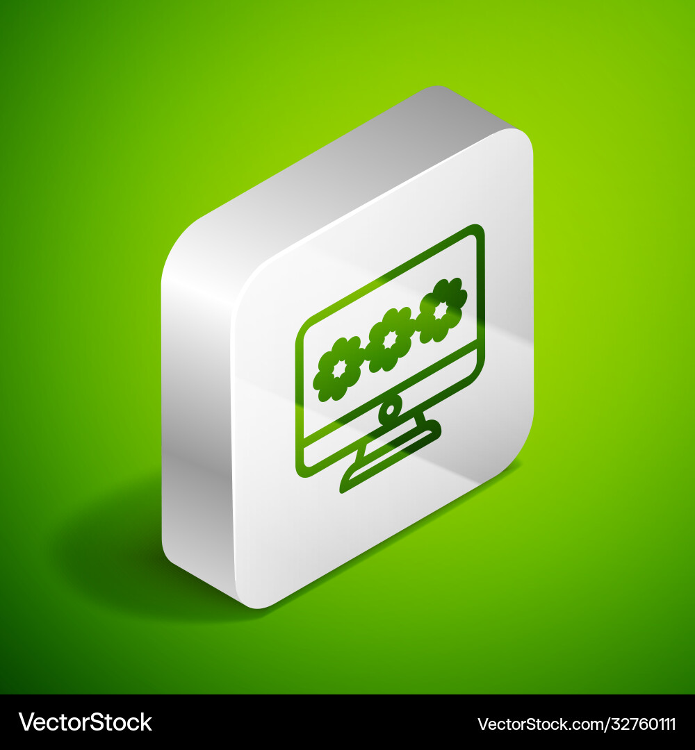 Isometric line monitor with password notification Vector Image