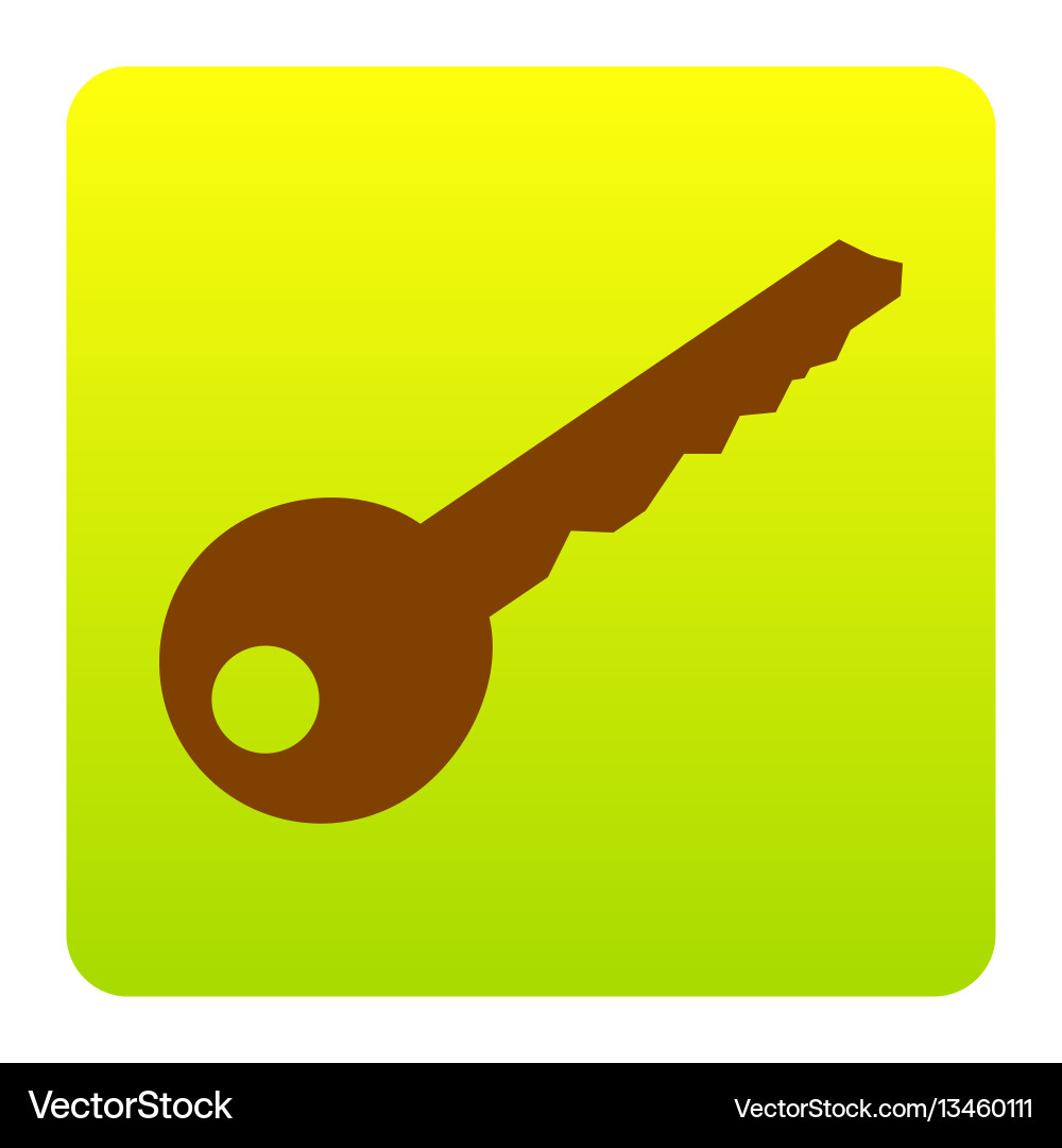 Key sign brown icon at green Royalty Free Vector Image