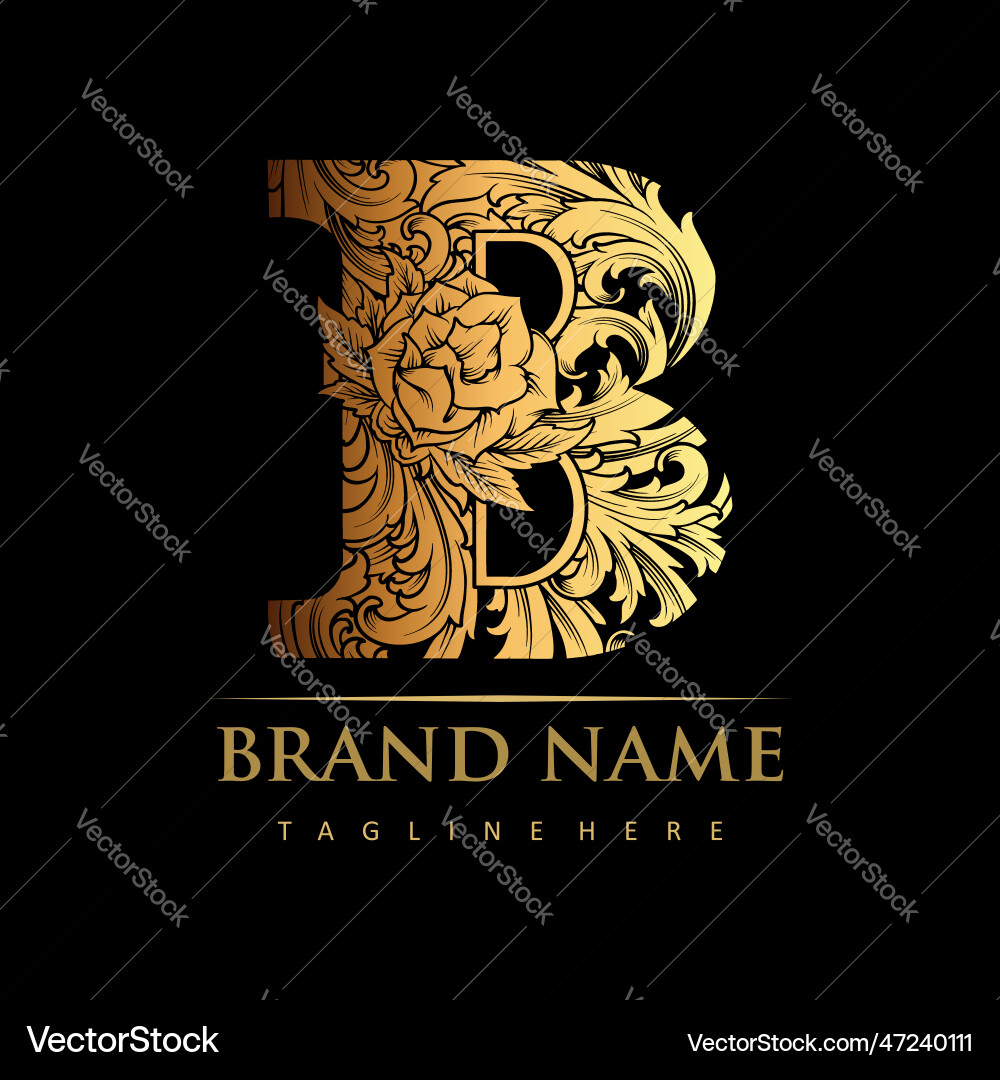 Monogram letters old petal engraving letter b Vector Image