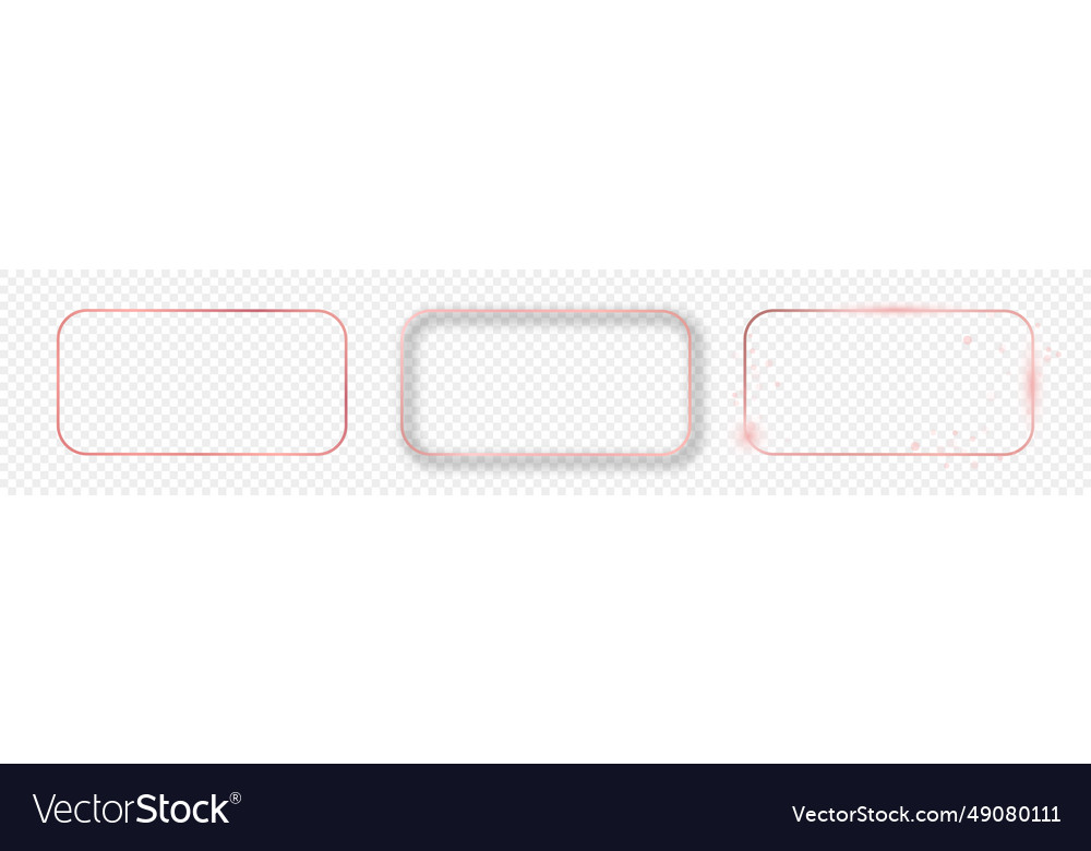 Rose gold glowing rounded rectangular frame Vector Image
