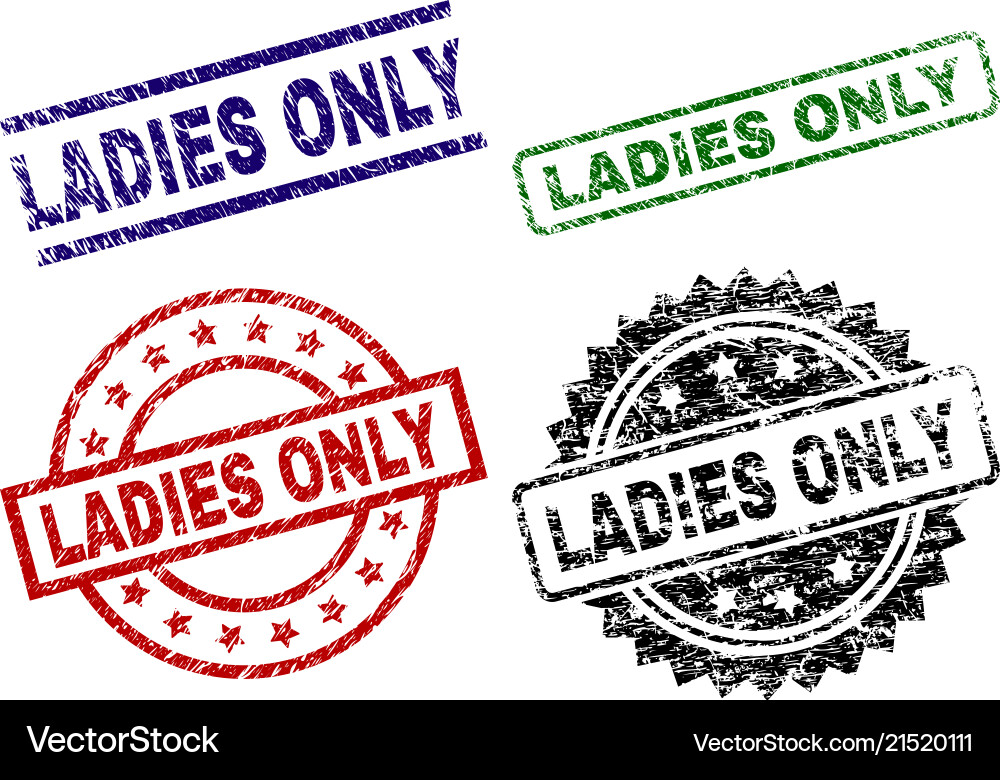 Scratched textured ladies only stamp seals Vector Image