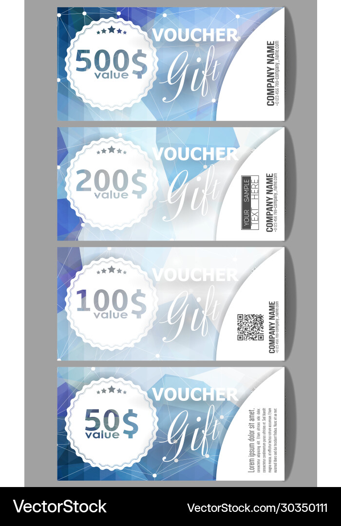 Set modern gift voucher templates colorful Vector Image