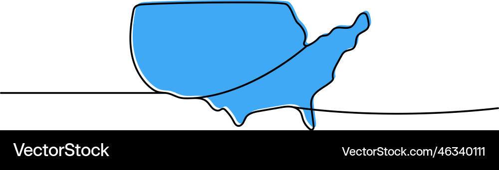 United states silhouette colored one line Vector Image