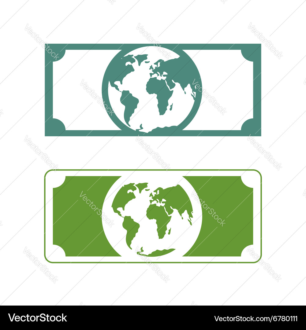 Worlds money banknotes with planet earth future Vector Image