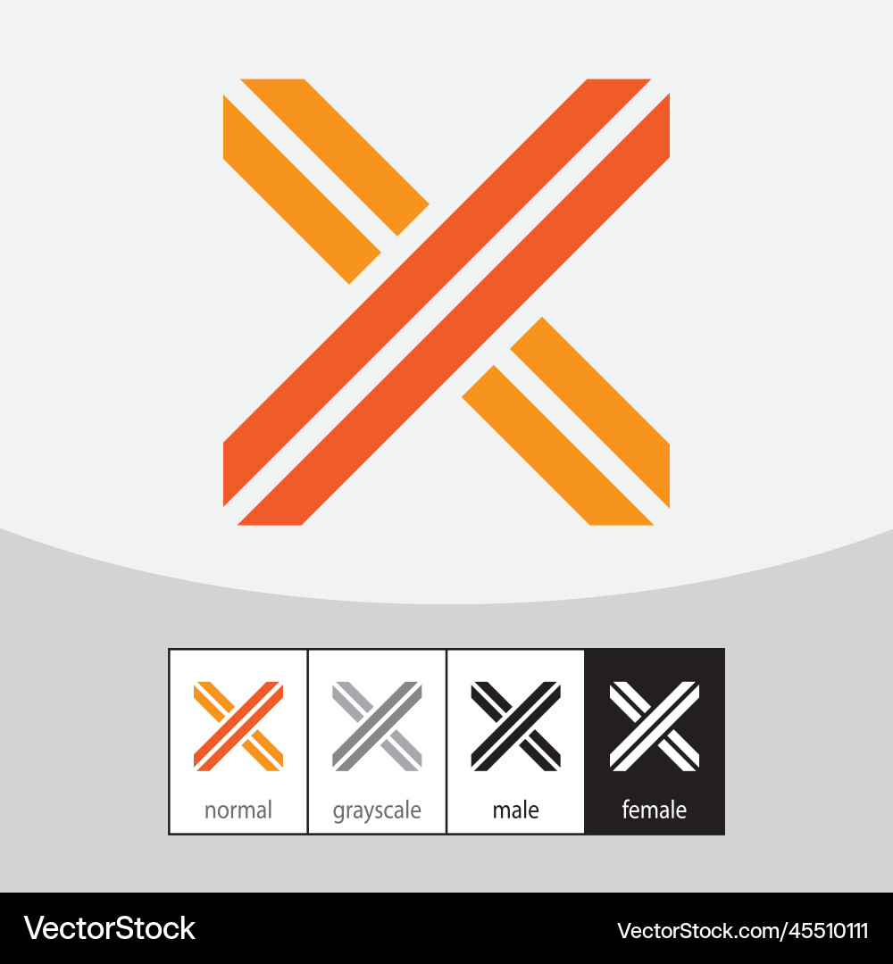 X letter logo orange and yellow Royalty Free Vector Image