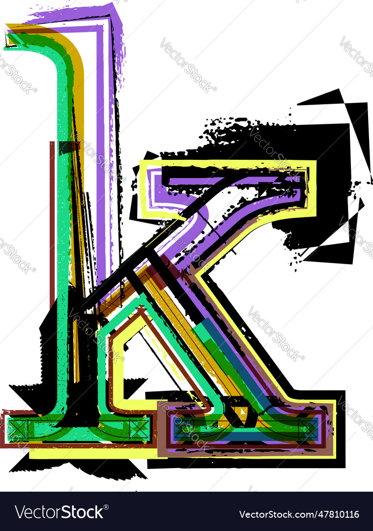 Art sketched fonts lowercase symbols letter k Vector Image