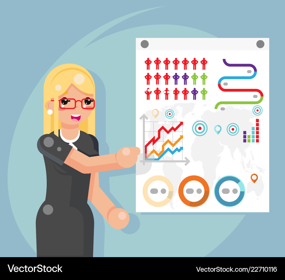 Business infographics presentation female Vector Image