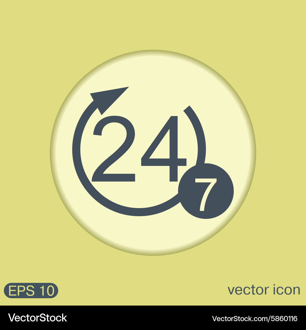 Character 24 7 open 24 hours a day and 7 days a Vector Image