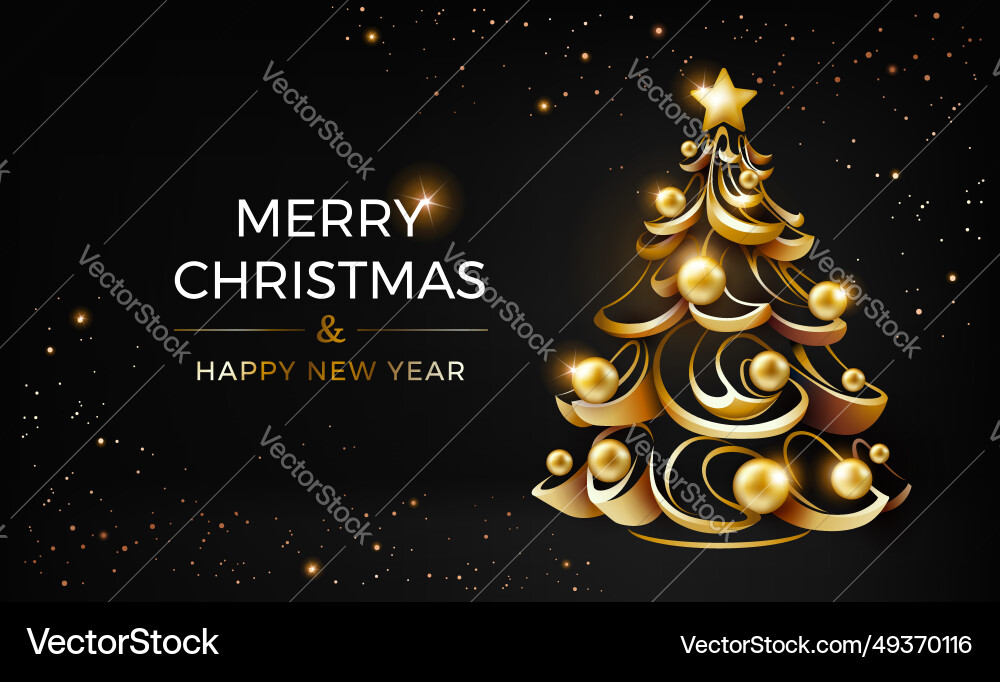Christmas background with golden christmas tree Vector Image