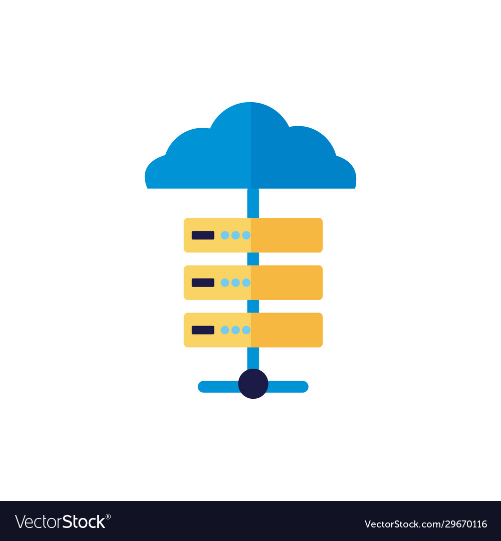 Cloud computing with server flat style Royalty Free Vector