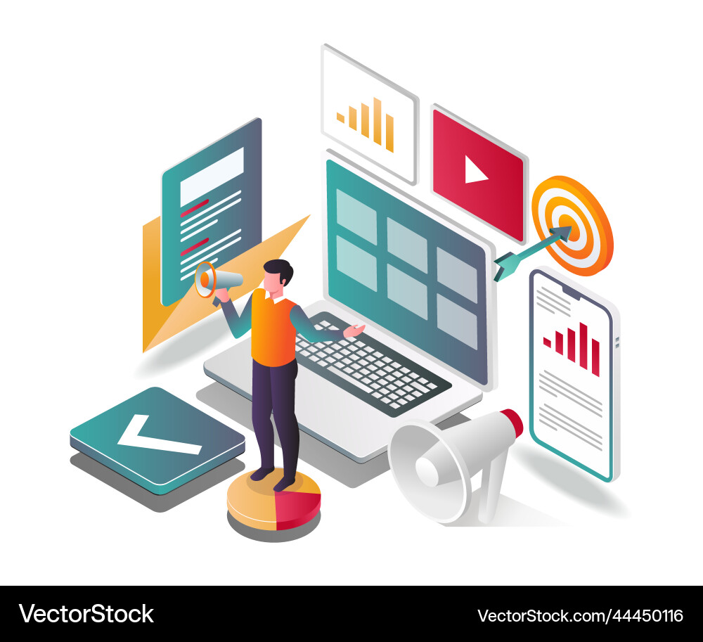 Computer-marketing-and-promotional-campaigns Vector Image