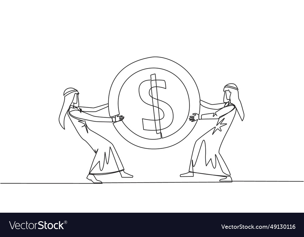 Continuous one line drawing two angry arabian Vector Image Continuous one line drawing two angry arabian Vector Image