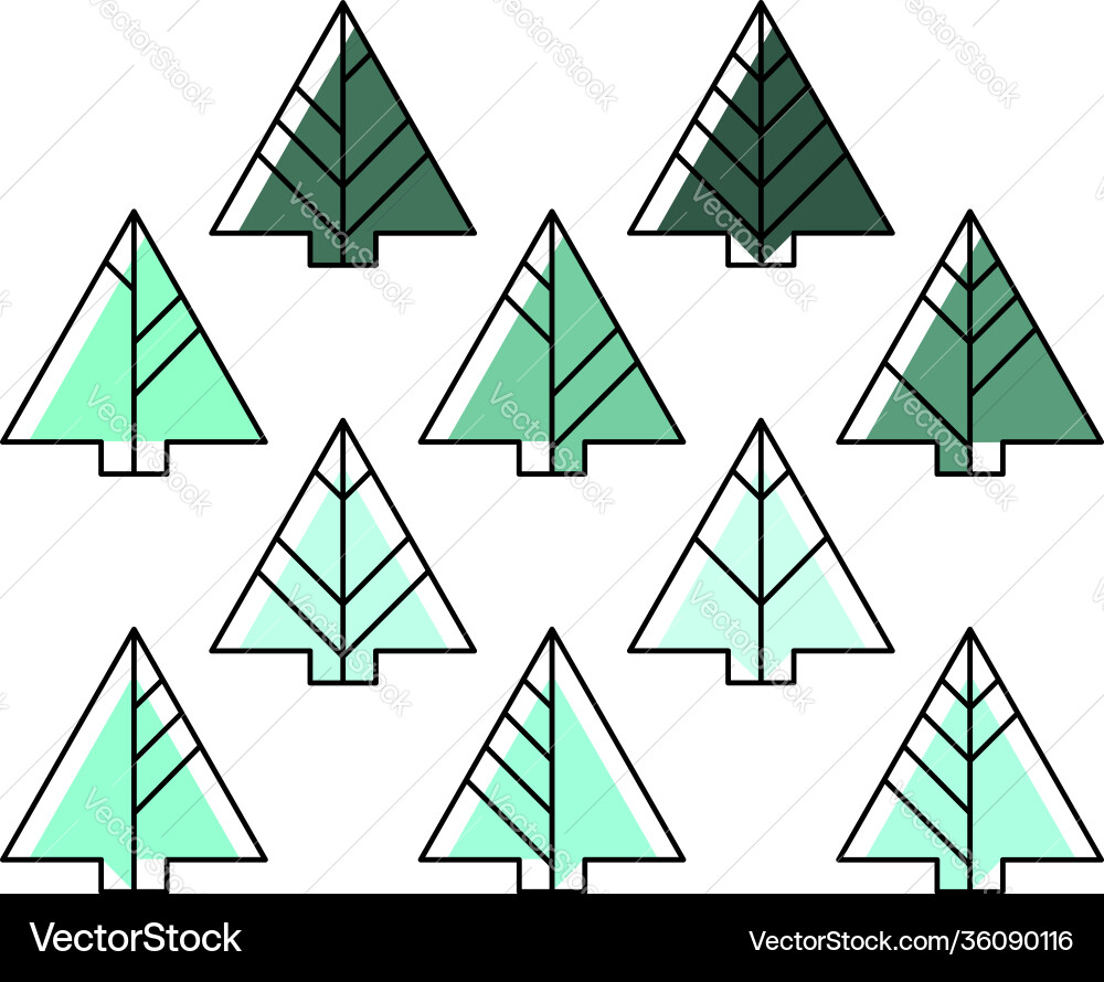 Fir tree colored in various shades green color Vector Image